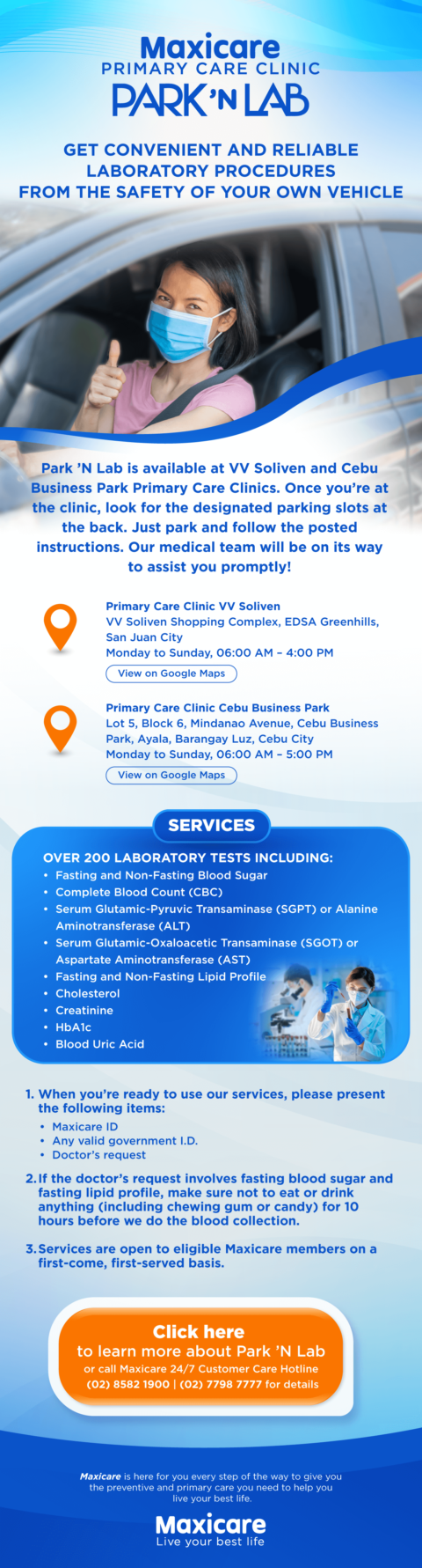 Complete your lab tests right inside your car with Maxicare Park ‘N Lab ...